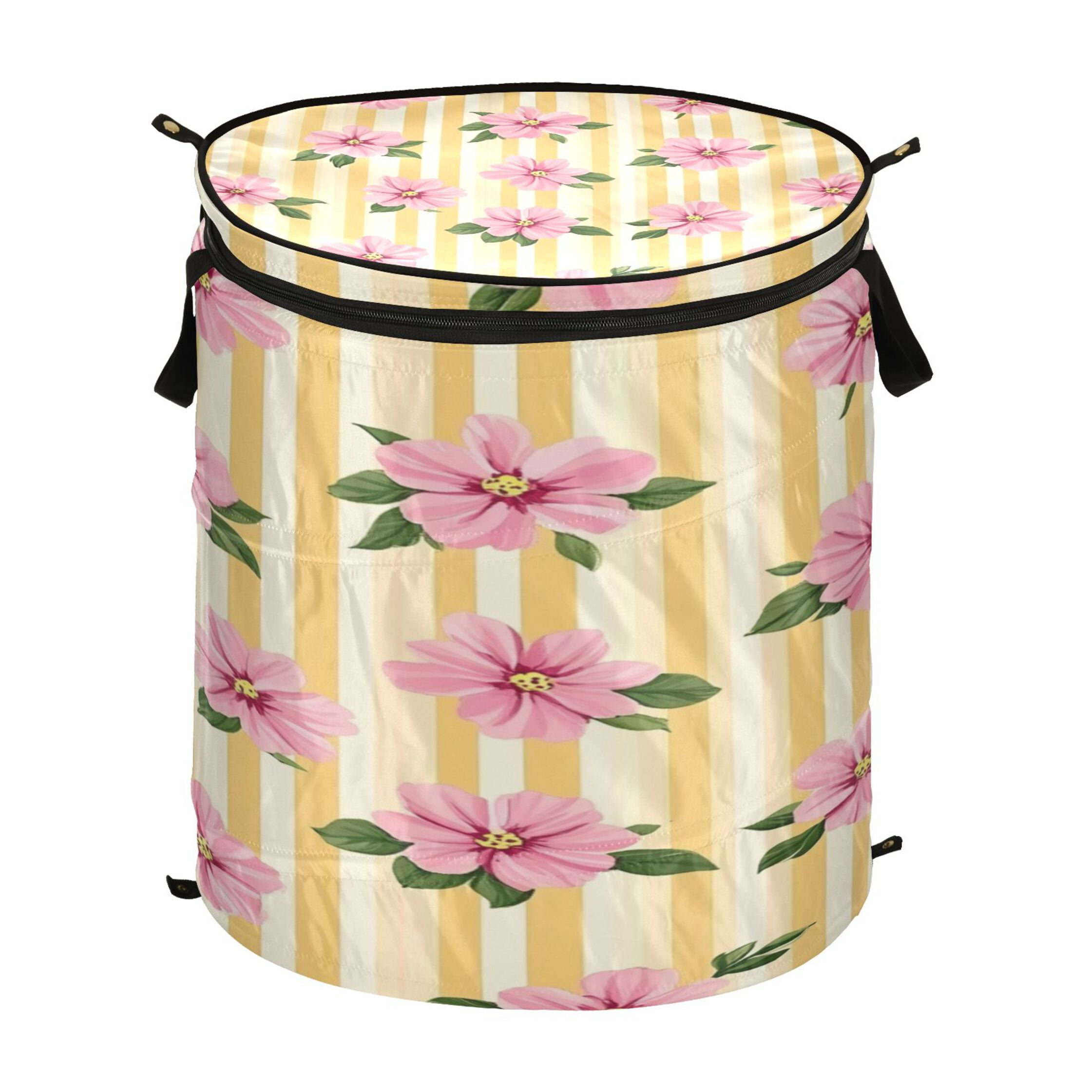 50L Large Capacity Foldable Elastic Storage Basket Laundry Basket Peach ...