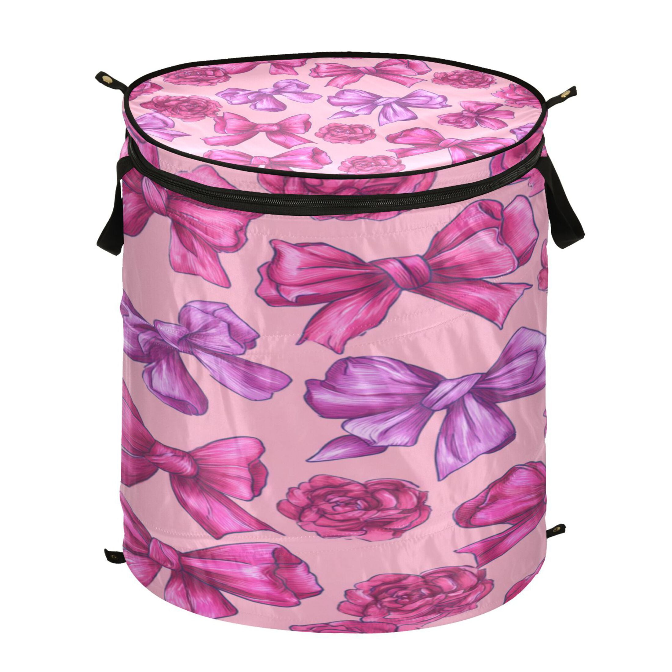 50L Large Capacity Foldable Elastic Storage Basket Laundry Basket Roses ...