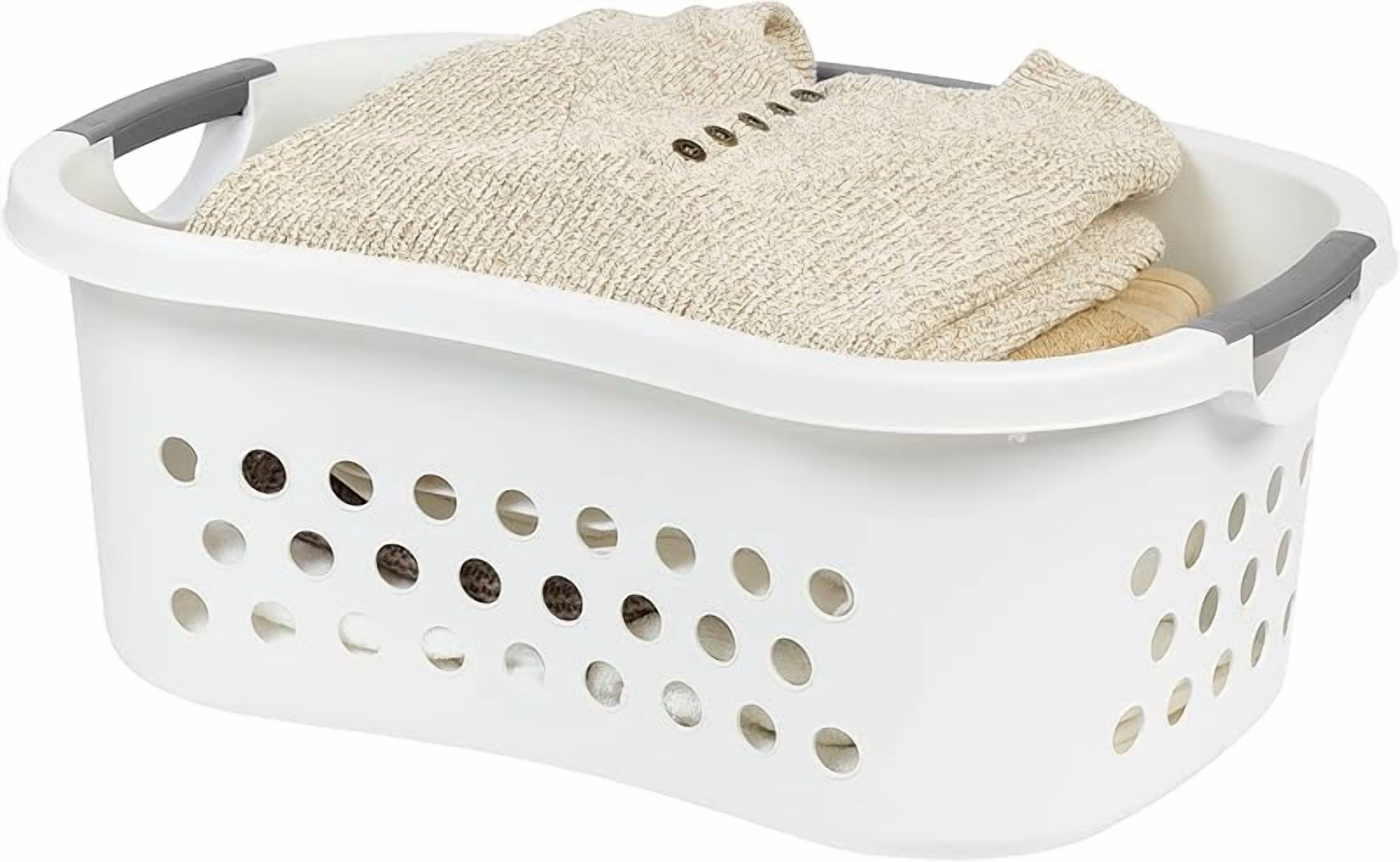 50L Plastic Hip Hold Laundry Basket with Built-In Comfort Carry Handles ...