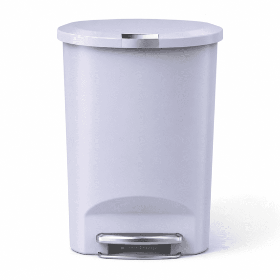 50L Semi-Round Kitchen Step Trash Can with Slide Lock and Silent Close ...