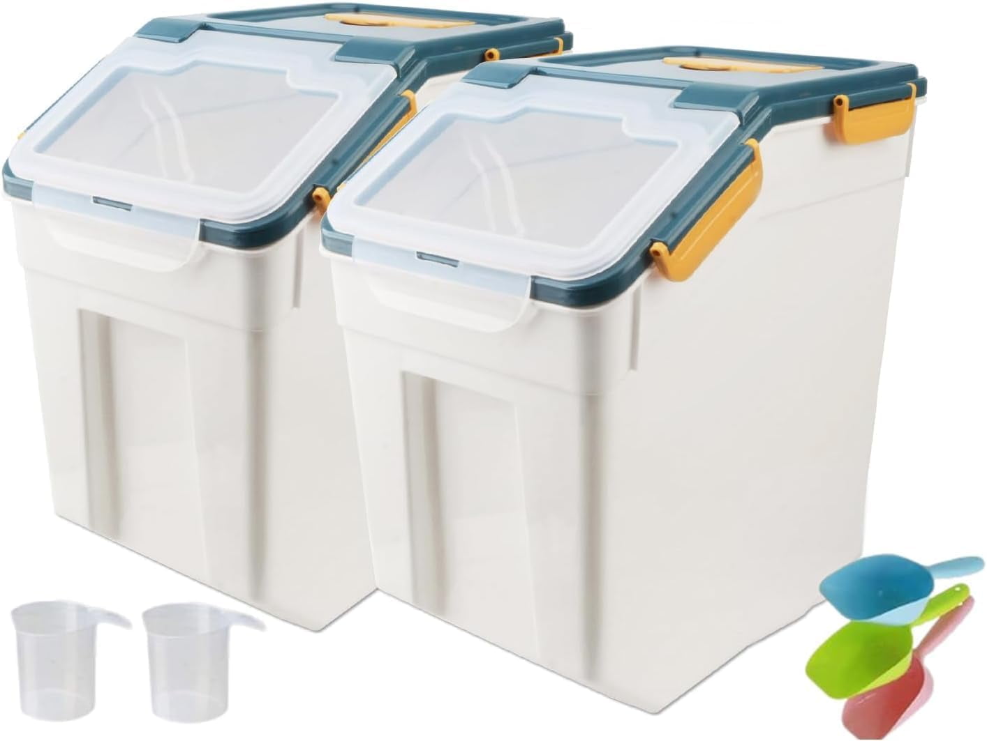 50LB Large Flour Storage Container Bin,2 Pack Airtight Plastic with ...