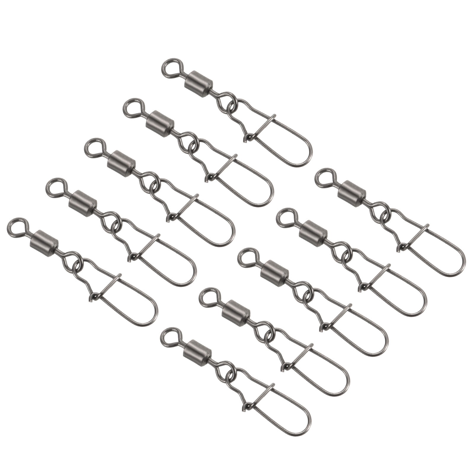 50LBS Stainless Steel Fishing Rolling Swivel with Coastlock Snap, Black ...