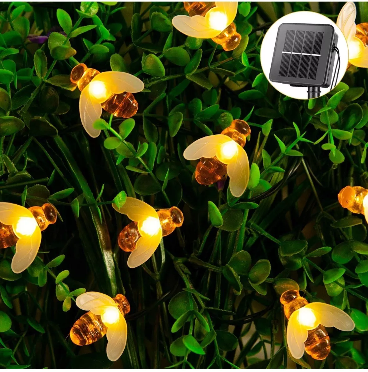 50LED Solar Bee LED String Light Waterproof Garden Path Yard Decor Lamp ...