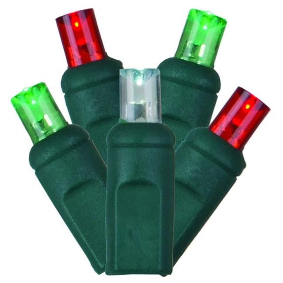 50Lt LED Bulb Red, White & Green - Green Wire Wide Angle End Connecting ...