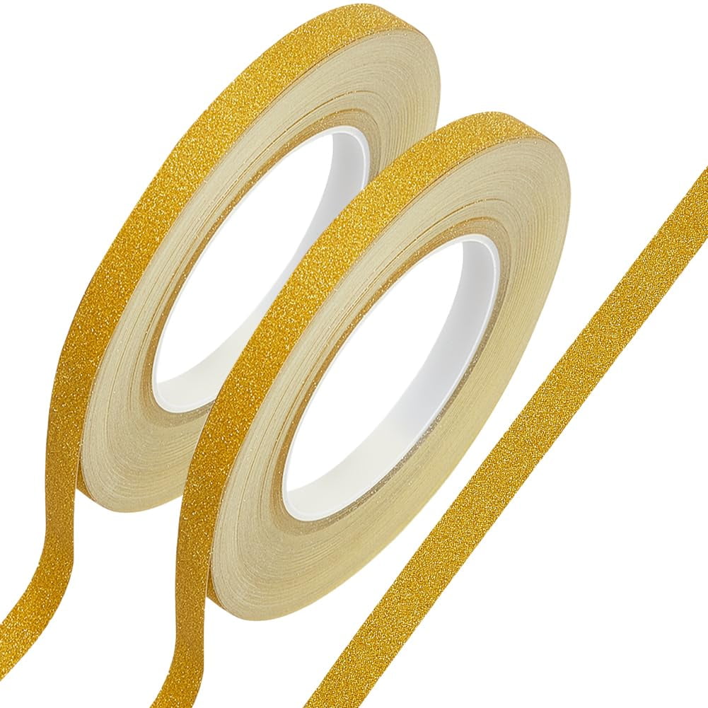 50M*10mm*2 Rolls Washi Glitter Tape Gold Decorative Adhesive Tape Foil ...