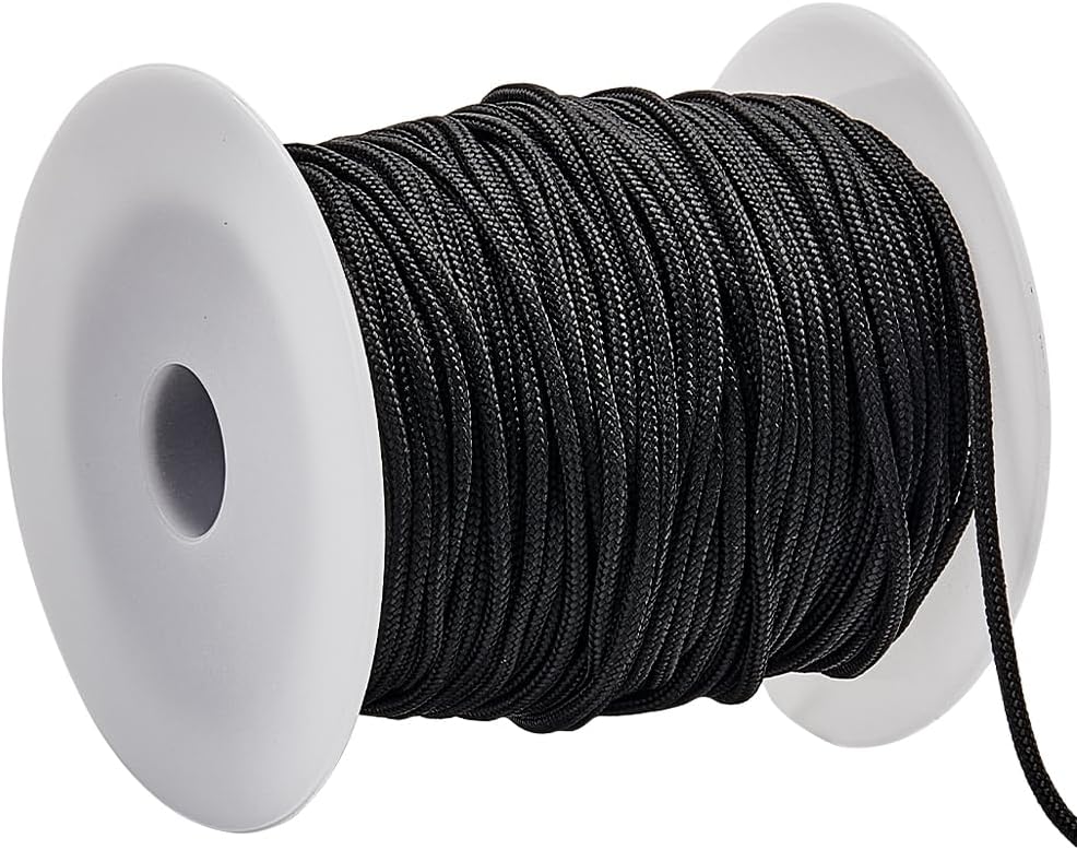 50M/55 Yards Parachute Bracelet Cord Black Rope 2mm Polyester Craft ...