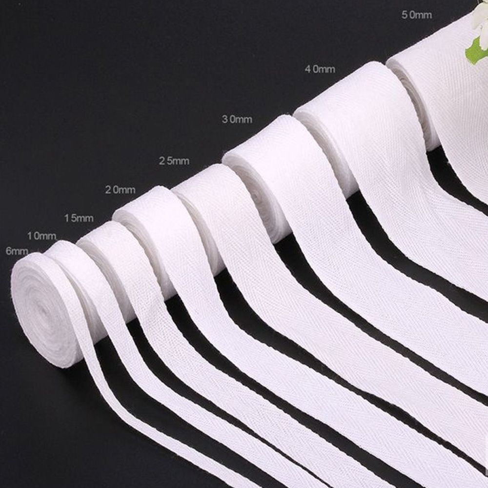 50M DIY Herringbone Fabric Webbing Ribbon Trimming Cotton Bias Craft ...