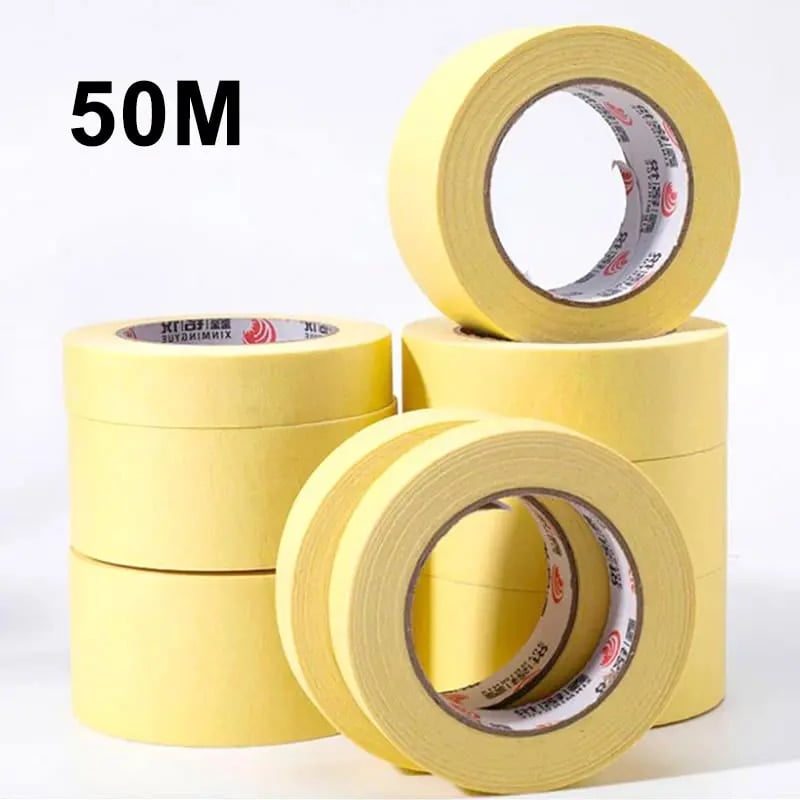 50M Writable High Viscosity Textured Paper 1cm 2cm 3cm 4cm 5cm 10cm Width Yellow Tear Off Tape ...