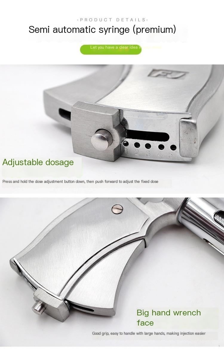 50ML Semi Automatic Livestock Syringe, Adjustable Continuous Repeating Luer Lock Syringe for ...