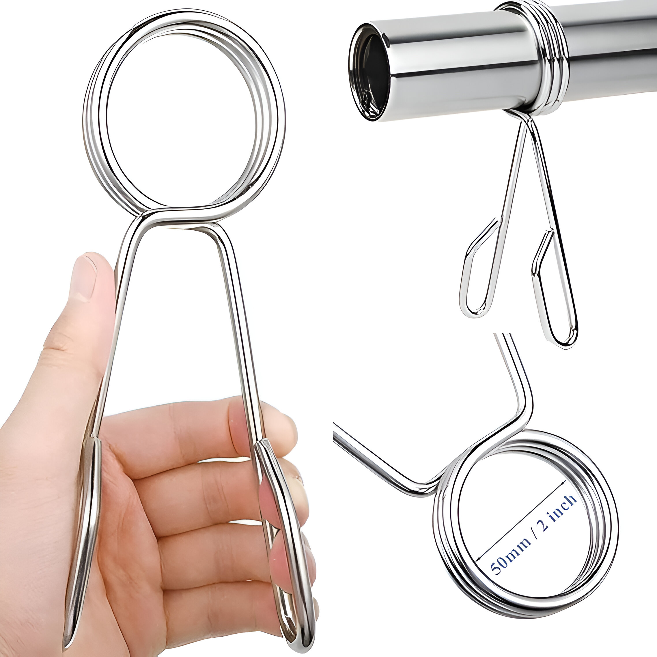 50MM Spring Clip Steel Spring Clip Exercise Collars 2-Piece Collar Lock ...
