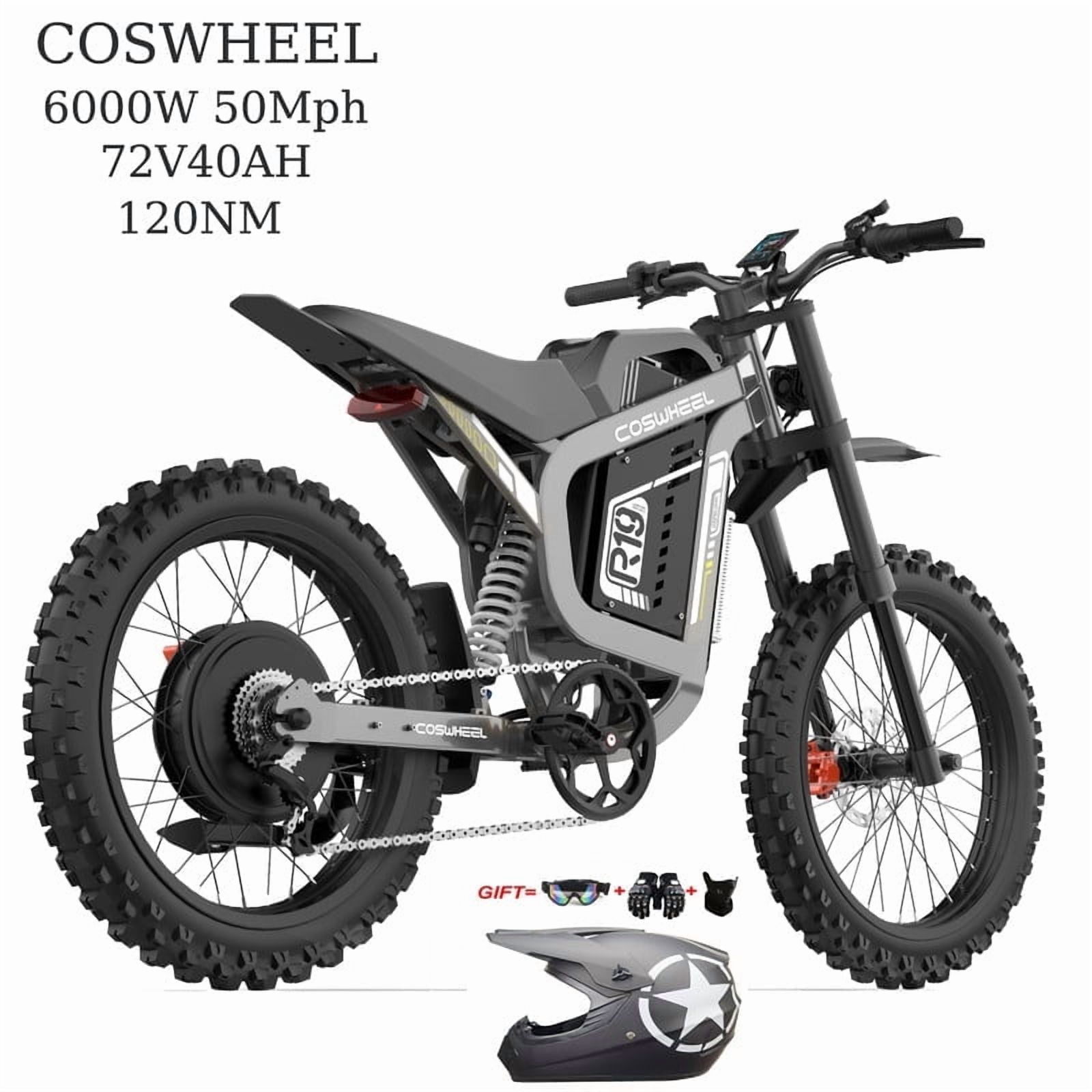 50MPH COSWHEEL R19 6000W Peak Electric Bike for Adults,72V 40Ah Battery ...