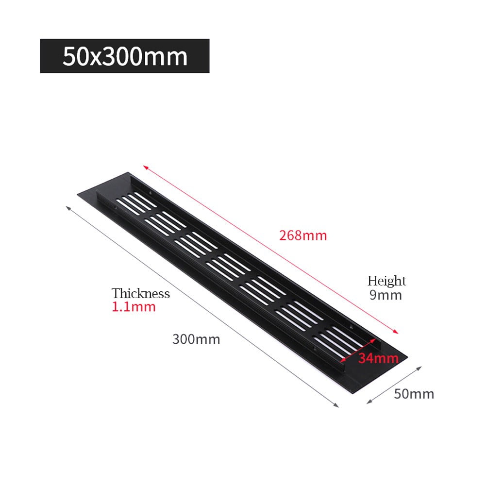 50mm Aluminium Rectangular Cabinet Wardrobe Air Vent Grille Ventilation ...