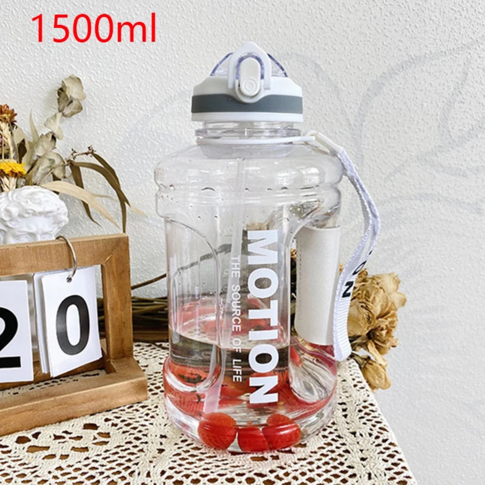 50Oz/1.5L 85Oz/2.5L Gallon Bottle Plastic Jug Growler Straw Lid Bpa ...