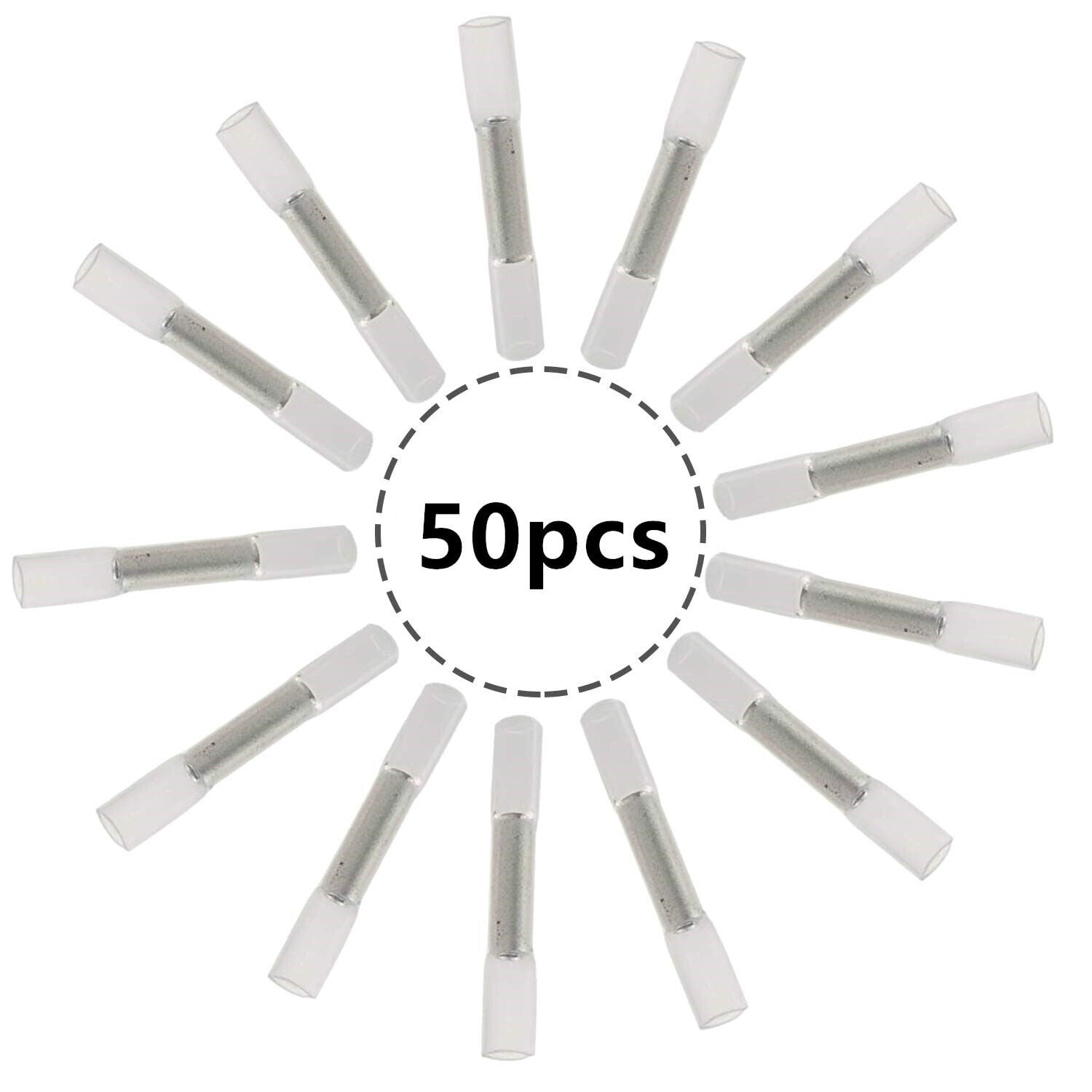 50PC 26-24AWG White Wire Butt Splice Connectors Heat Shrink Waterproof ...