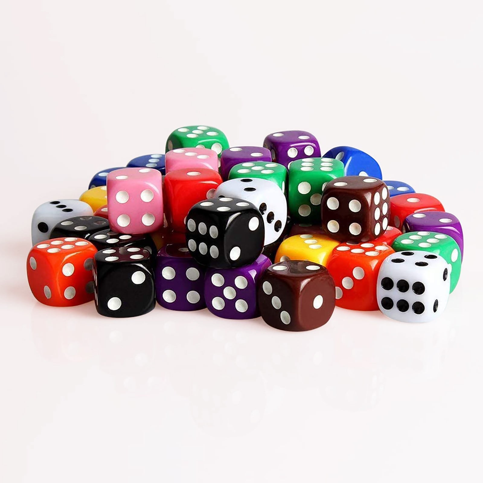 50PC Colored Dice Set, Six-Sided Dice Game with Velvet Storage Bag for ...