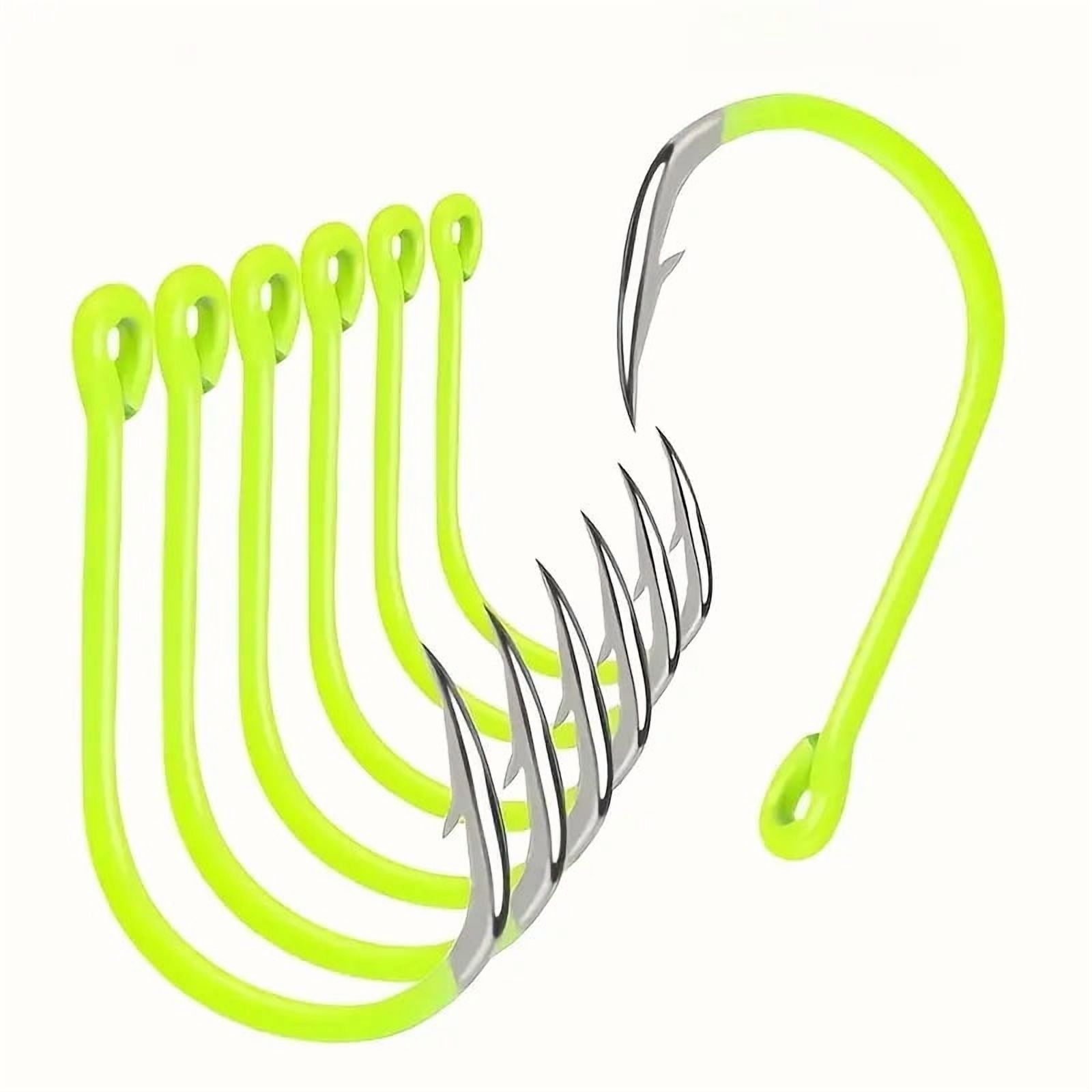 50PC Fluorescent Yellow Crooked Mouth Hook Barbed Fish Hook Ghost Tooth ...