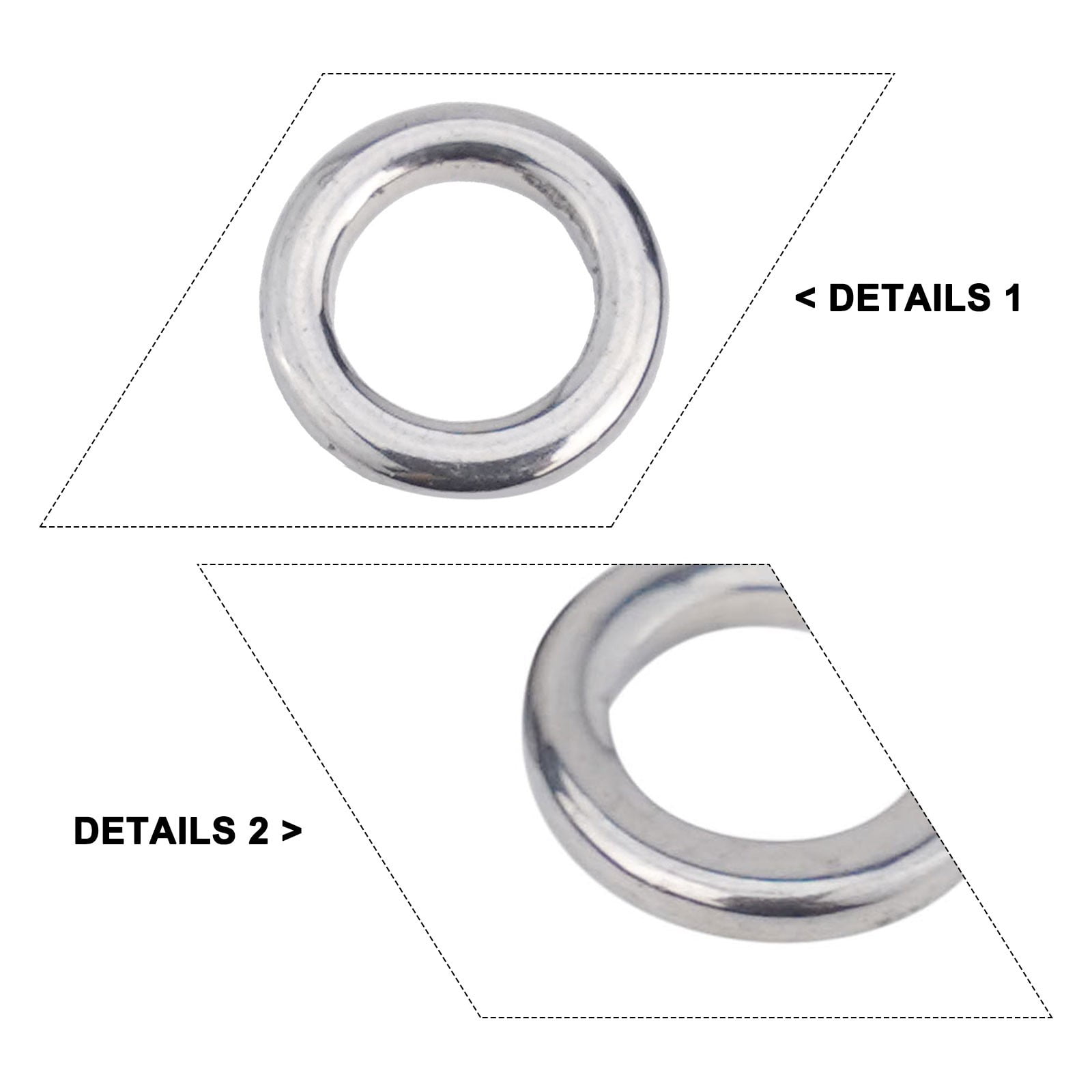 50PC Heavy Duty Fishing Solid Ring Seamless Split Ring Swivel Knot Lure ...