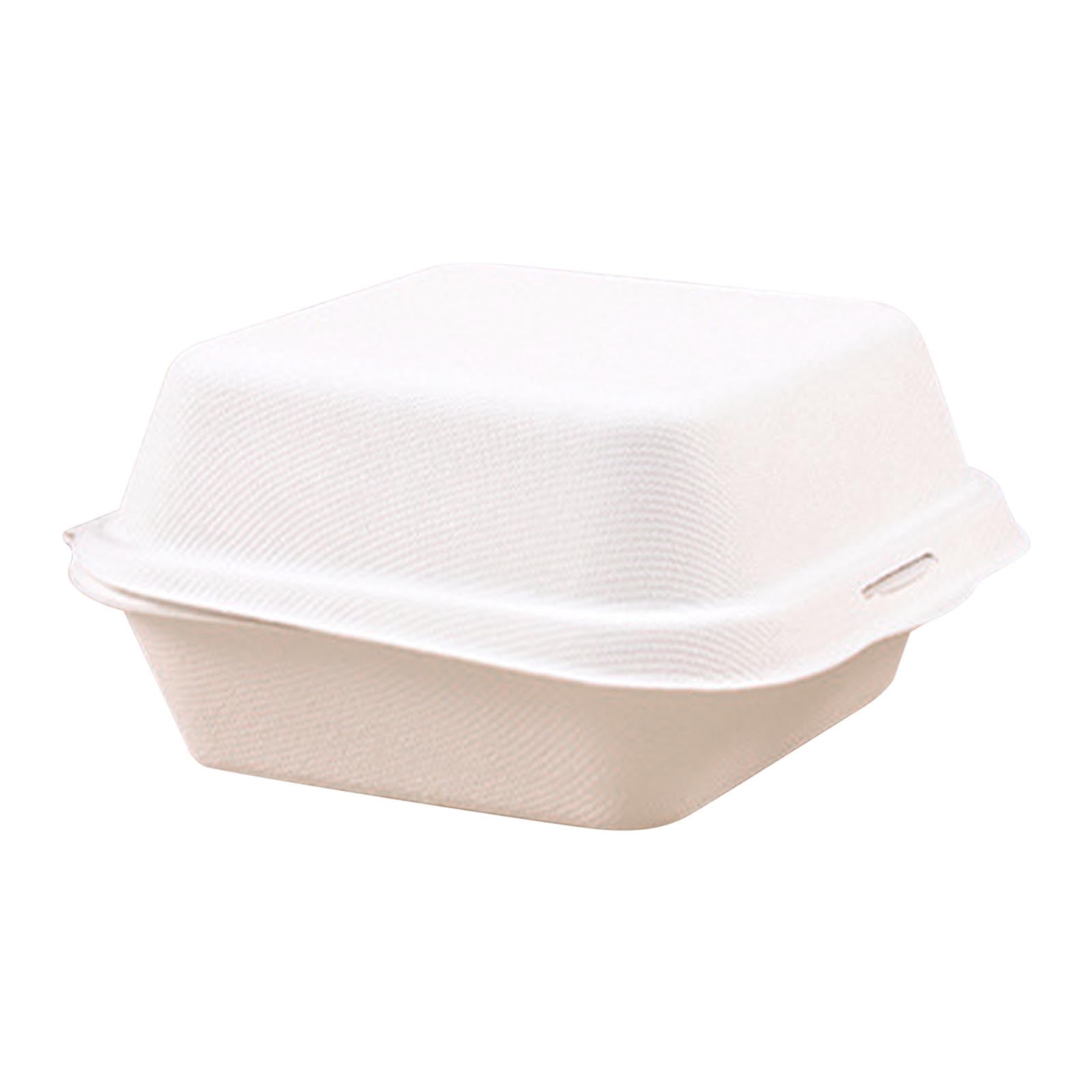 50PC White Color Disposable Pulp Food Containers With Lids For Bento ...