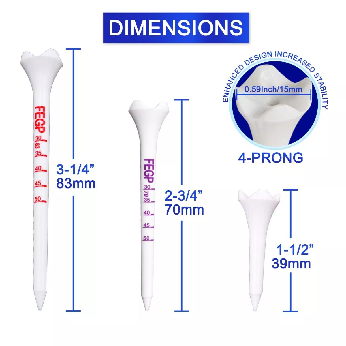 50PCS 1-1/2" Plastic Golf Tees Short Tees for Irons Hybrids Par Threes ...