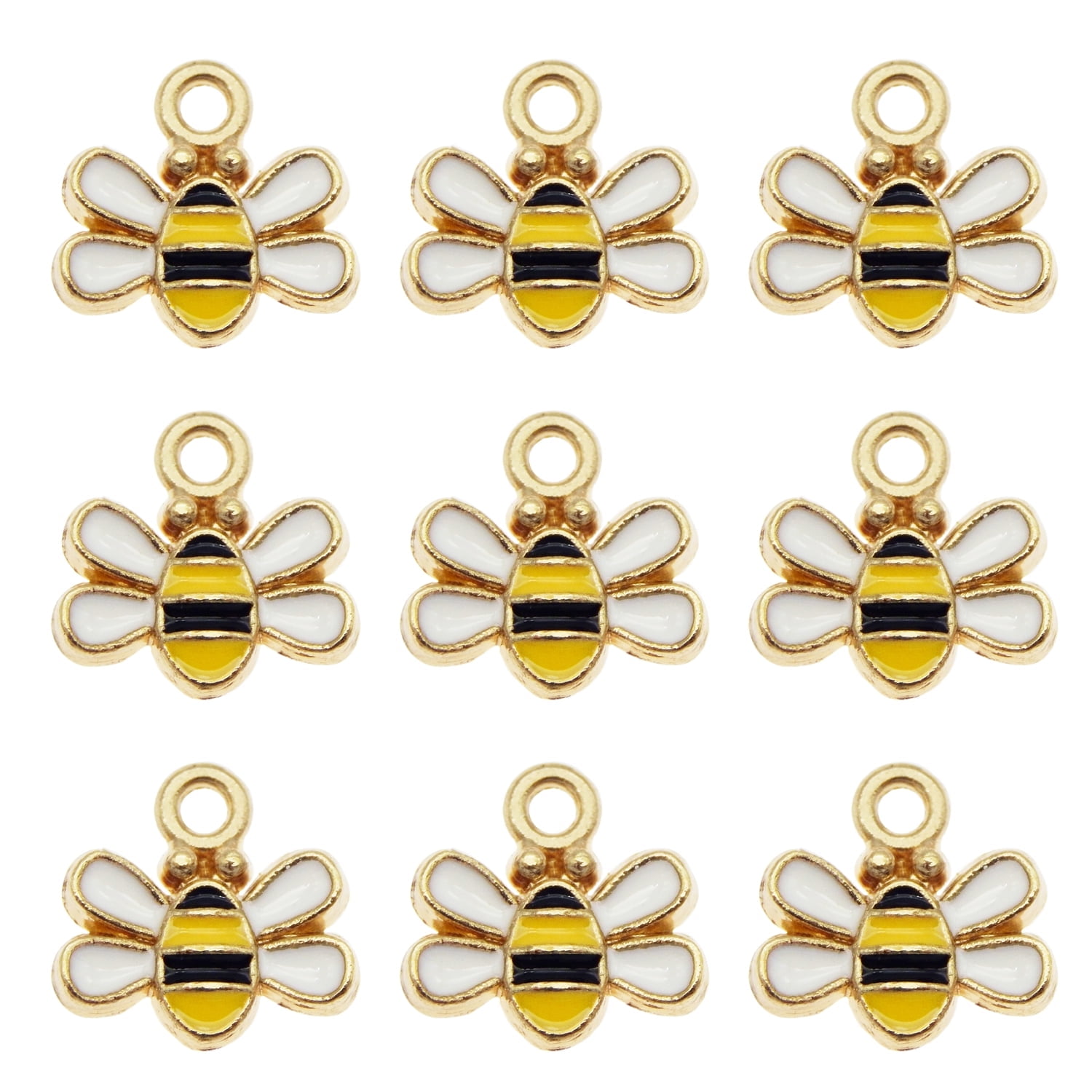 50PCS 11mm Tiny Bee Honeybee Enamel Charm for Jewelry Making Crafting ...