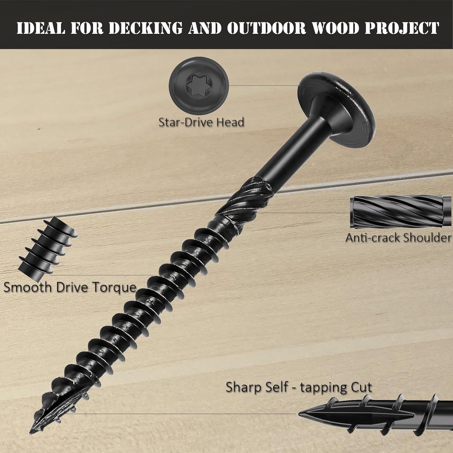 50PCS #14 X 4 Inch Timber Wood Screws, Outdoor Deck Screws Star Drive ...