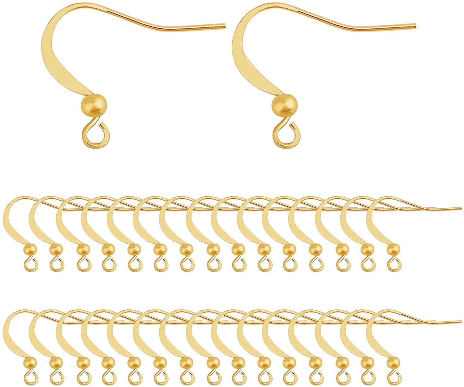 50PCS 18K Gold Plated Earring Hooks Ear Wires Fish Earring Hooks with ...