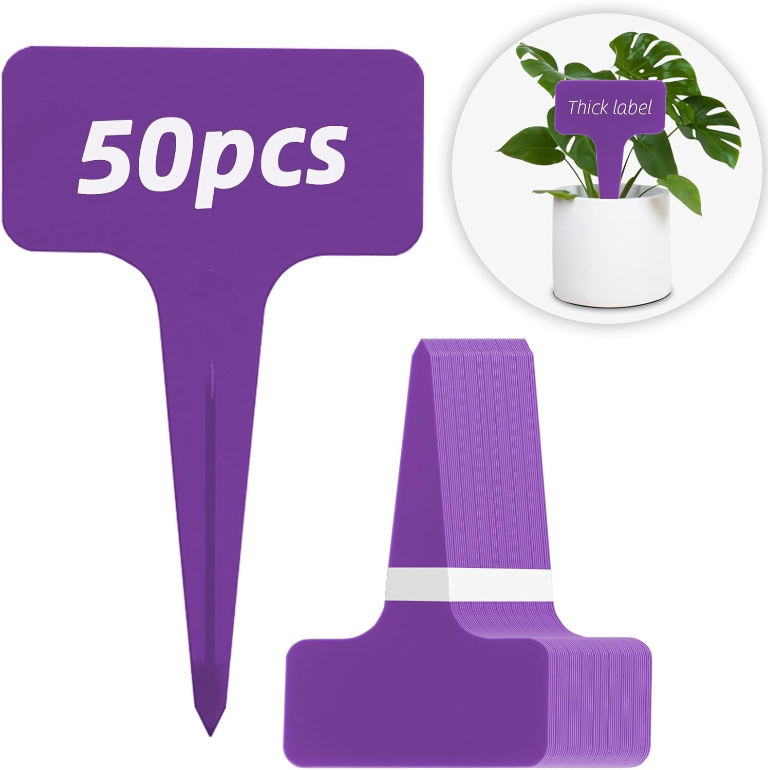 50PCS 2.36X3.94'' Thick T-Type Plastic Garden Plant Labels Nursery Seed ...
