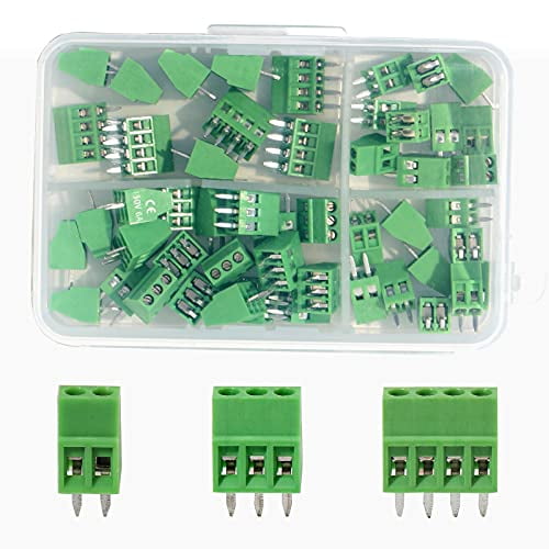 50PCS 2.54mm ." Pitch PCB Mount Screw Terminal Block Connector, 2P 3P ...