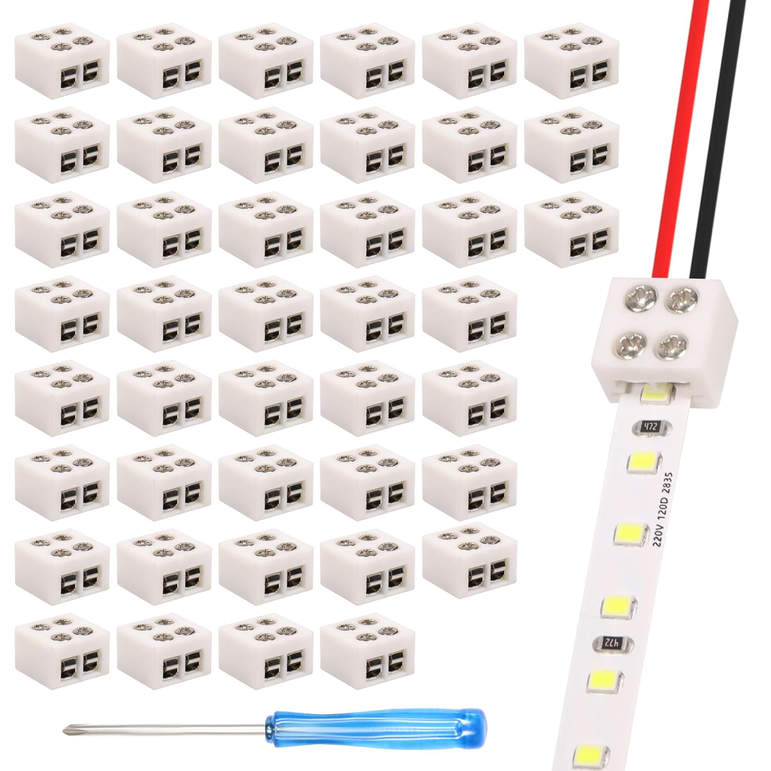 50PCS 2 Pin 10mm LED Tape Light Connector LED Strip Light Connectors ...