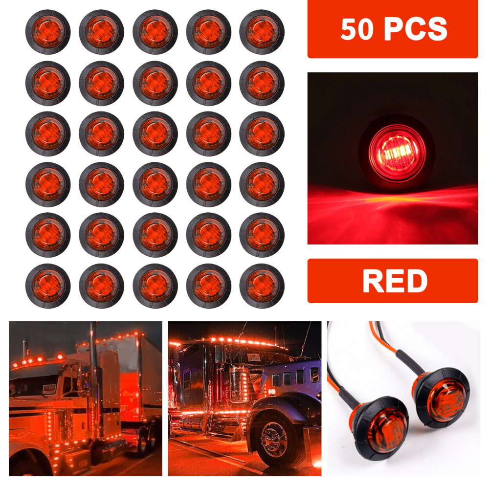 Nilight 5PCS Red Round Trailer LED Marker Clearance Light 4 LED Flush ...