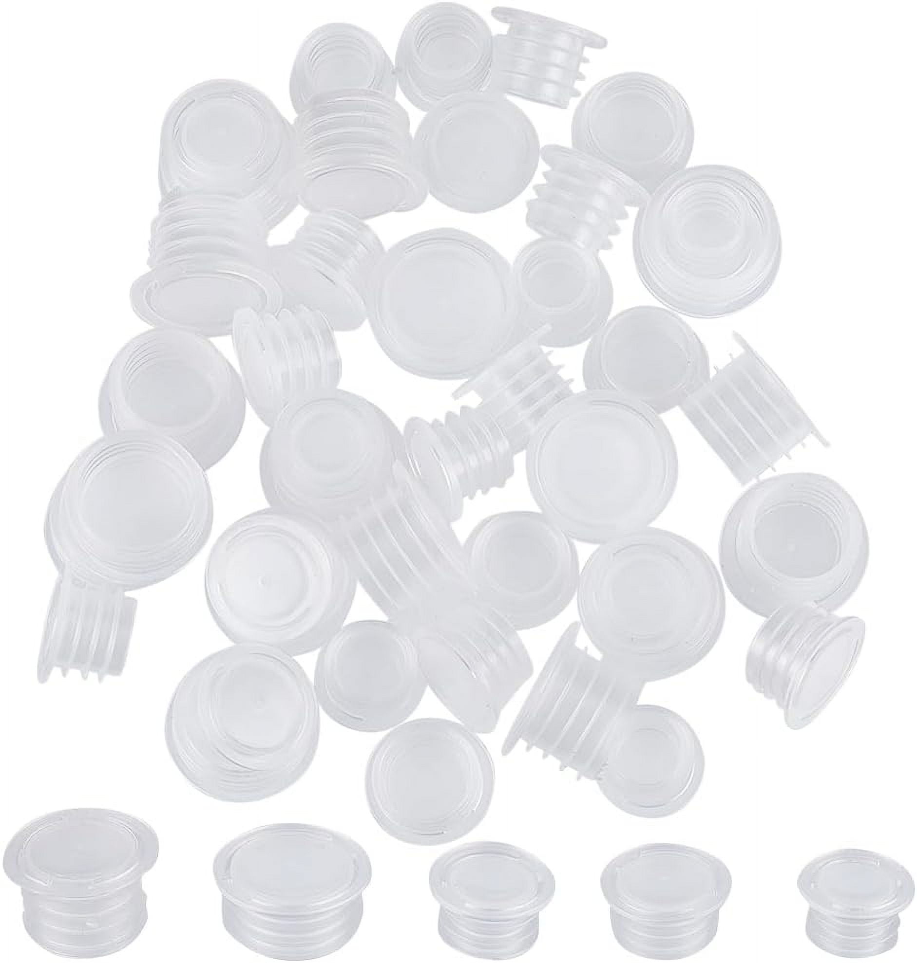 50PCS 5 Sizes Clear Plastic Stopper with Pull Tab Salt and Pepper ...