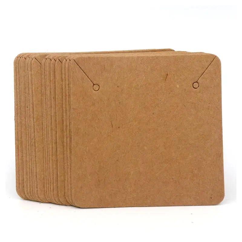 50PCS 5x5cm Blank Kraft Paper Jewelry Display Necklace Cards Hang Favor ...