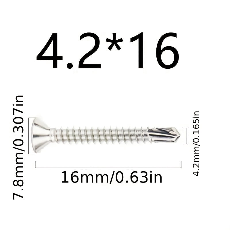 50PCS #8 M4.2 410 Sheet Metal Self-Tapping Screws 410 Stainless Steel ...