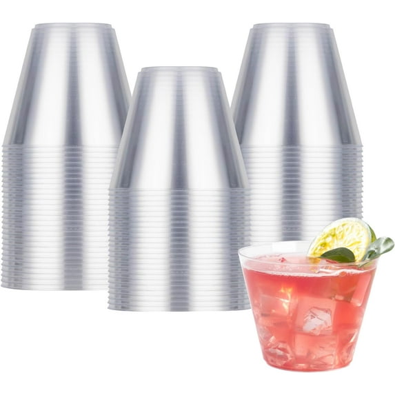 50PCS 9oz Clear Plastic Cups for Party, Disposable Clear Plastic Cups ...
