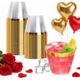 50PCS 9oz Gold Disposable Cups, Plastic Cups with Gold Rim, Cocktail ...
