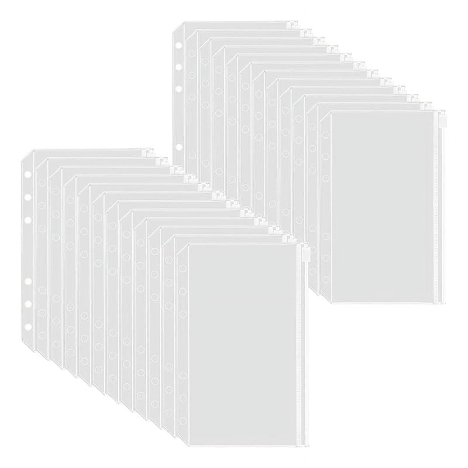 50PCS A6 Binder Pockets 6 Holes Binder Pouch Zipper Folders for 6-Ring ...