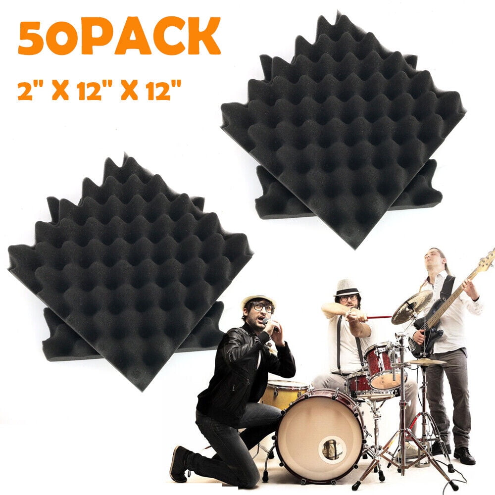 50PCS Acoustic Foam Panel Egg Crate Studio Soundproofing Wall Tiles ...
