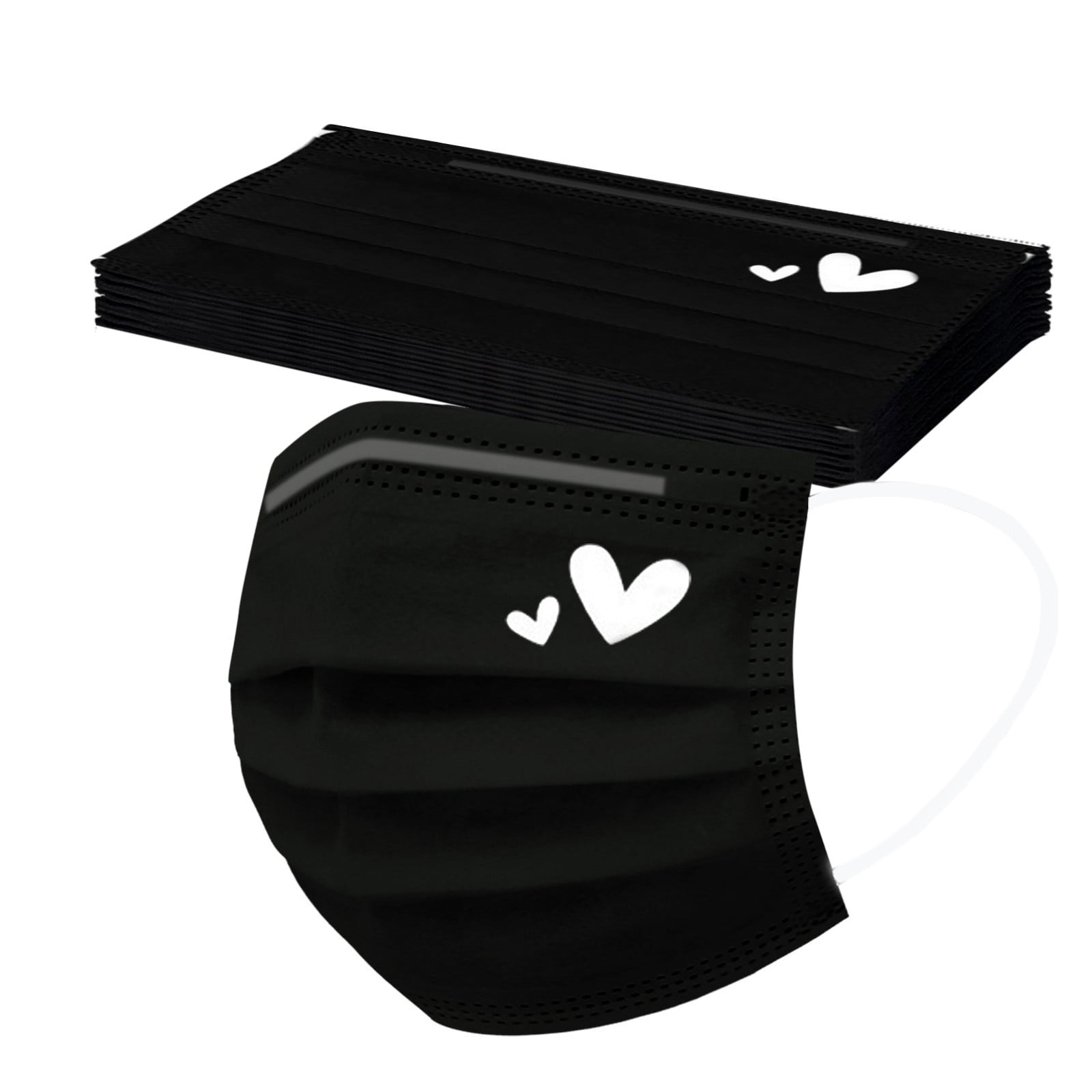 50PCS Adult Black Disposable Mask, Breathable 3-Layer Disposable Face ...