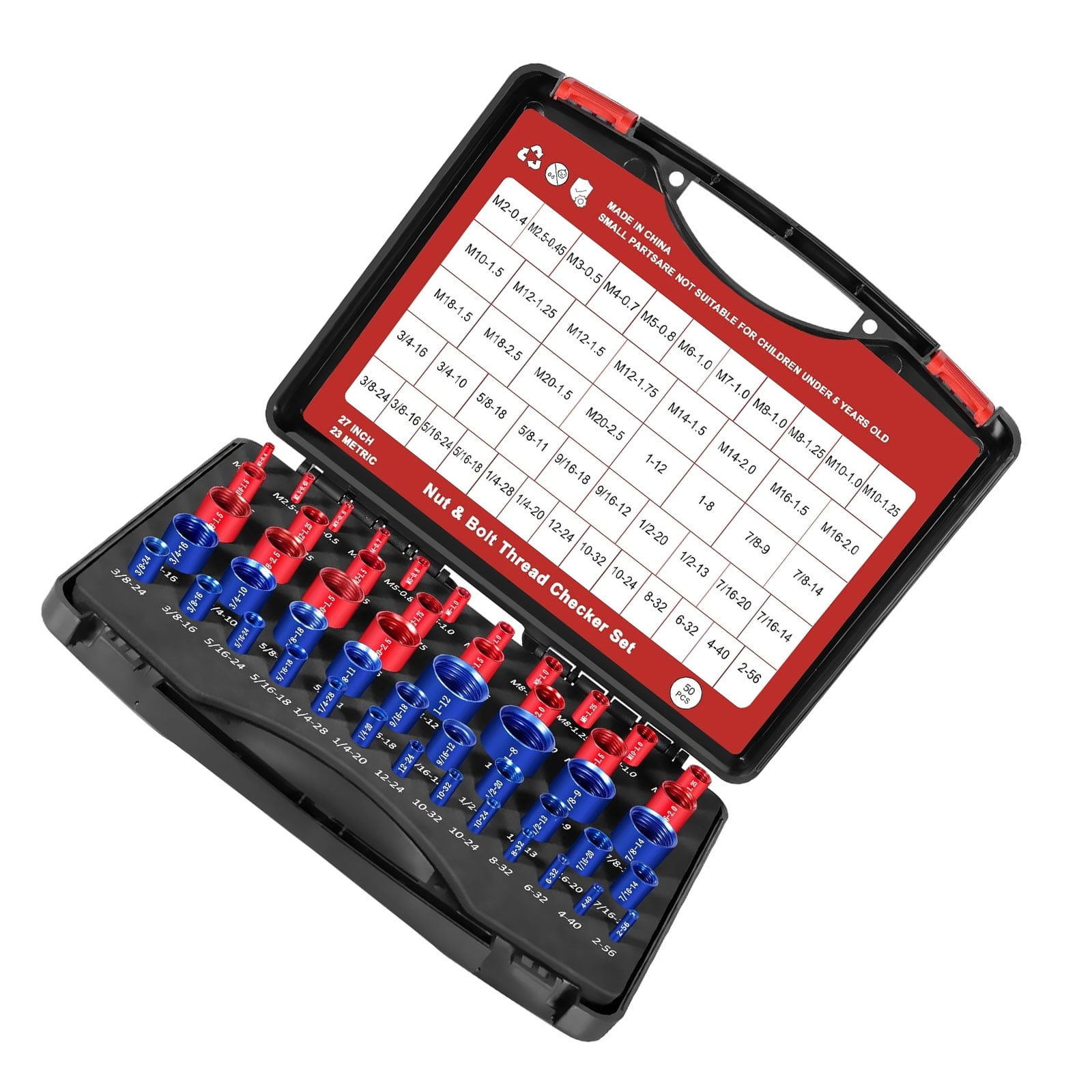50PCS Aluminum Thread Checker for Standard Metric Bolts Nut Storage ...
