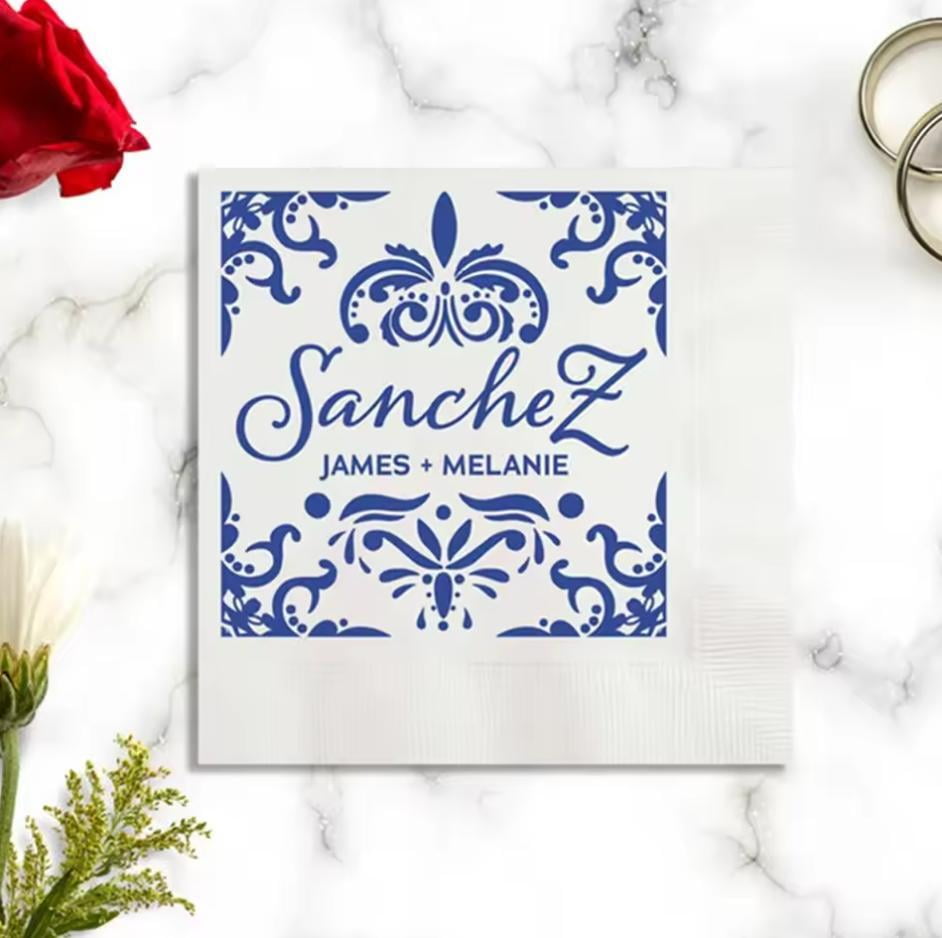 50PCS Amalfi Coast Dreams: Personalized Italian Tile Napkins for ...