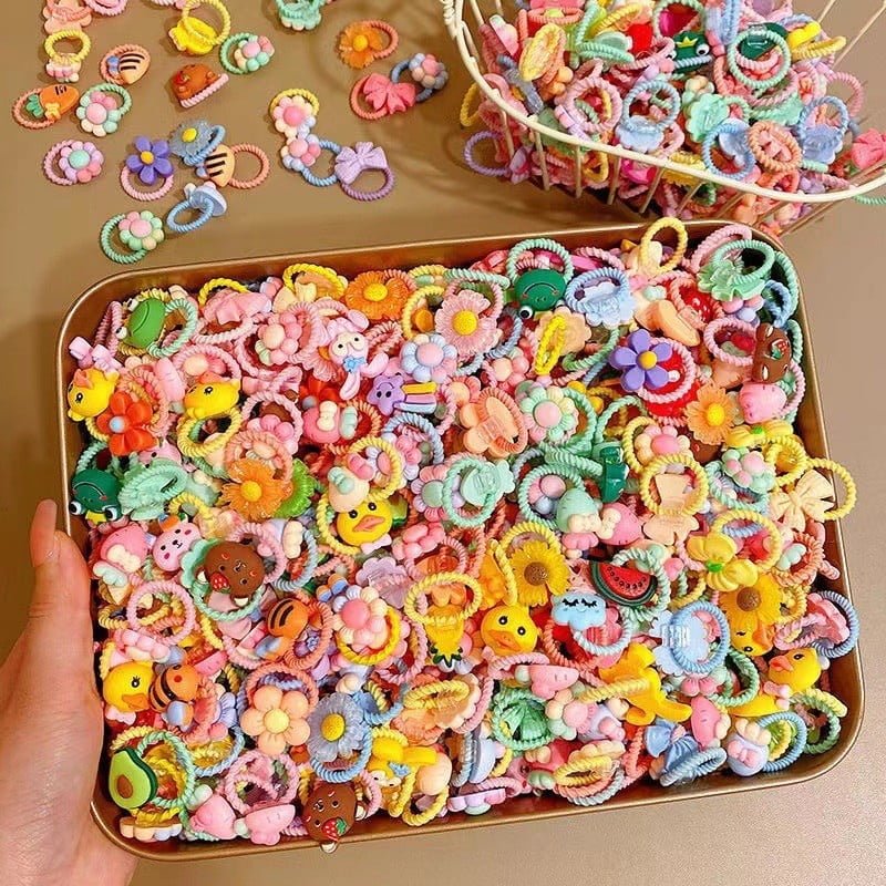 50PCS Baby Hair Ties, Multicolors Elastic Hair Ties, 2cm in Diameter No ...