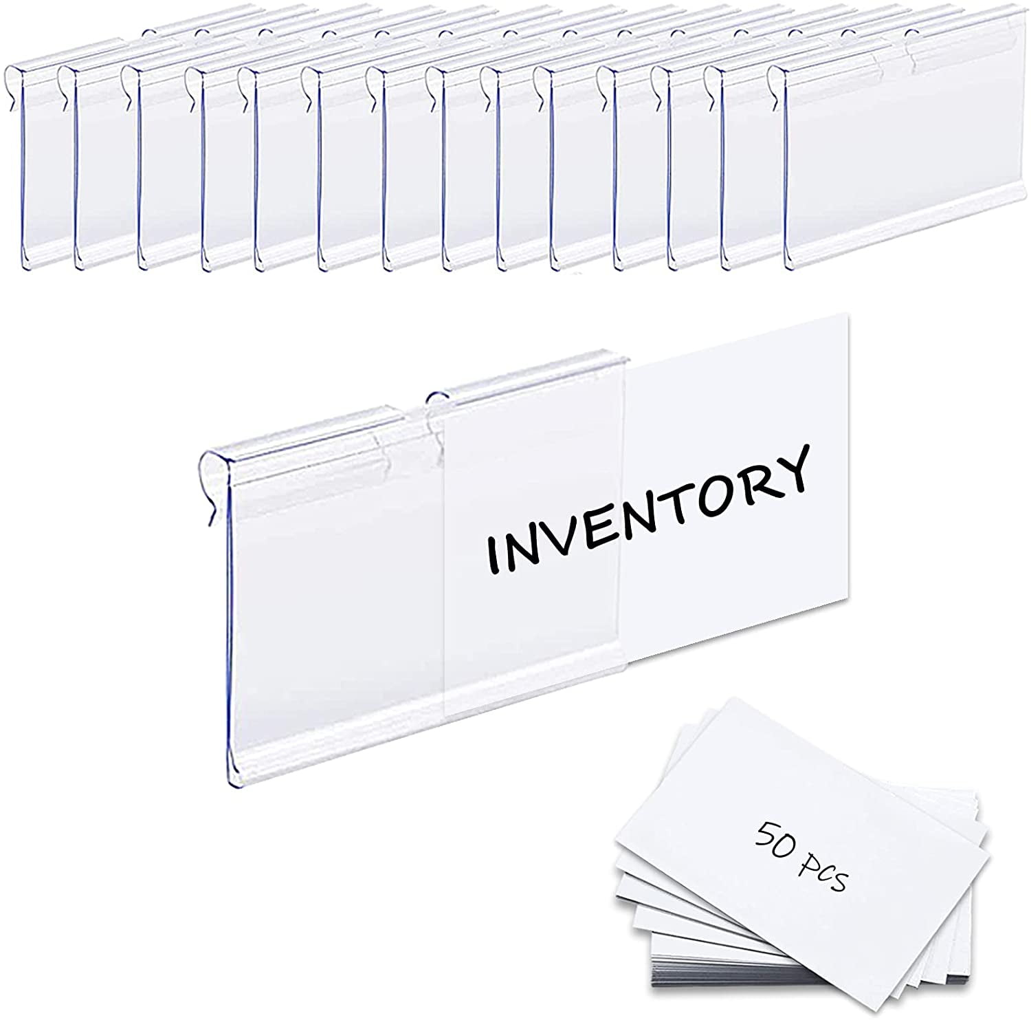 50PCS Basket Bin Labels Clip On,Clear Plastic Labels for Storage Bins ...