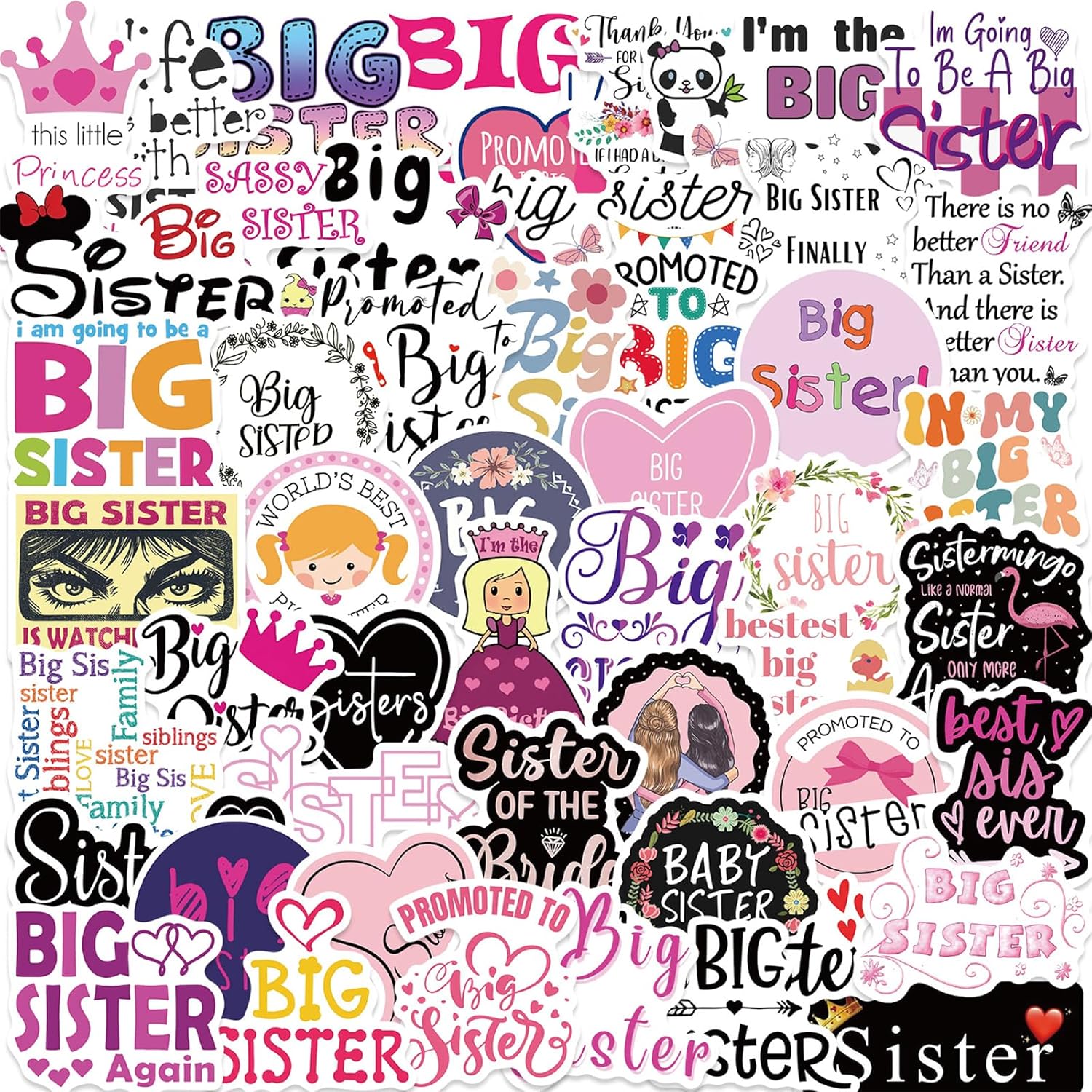 50PCS Big Sister Stickers for Water Bottle and Laptop - Big Sister ...