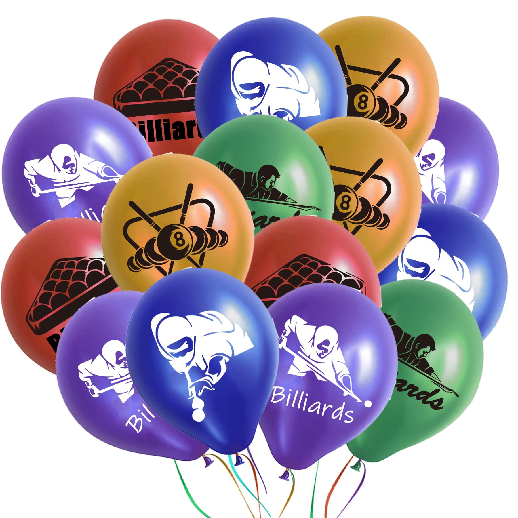 50PCS Billiards Latex Balloons - Snooker Ball Sports Birthday Party ...