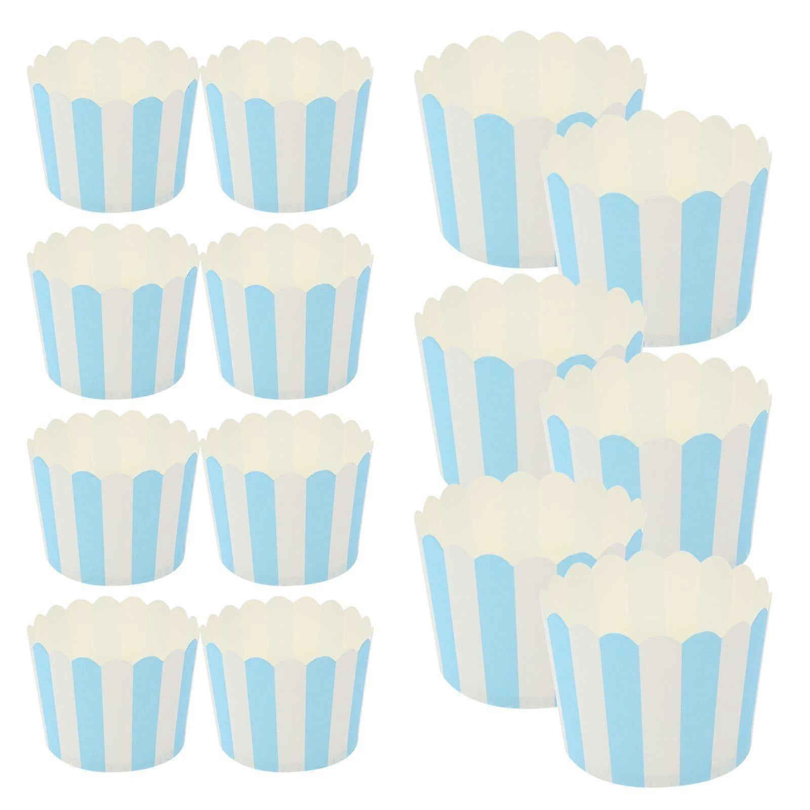 50PCS Blue And White Stripes Paper Cup Cupcake Wrappers Baking ...