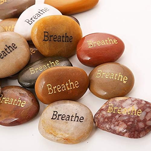 50PCS Breathe Breathe Stone Engraved Inspirational Stones Bulk ...