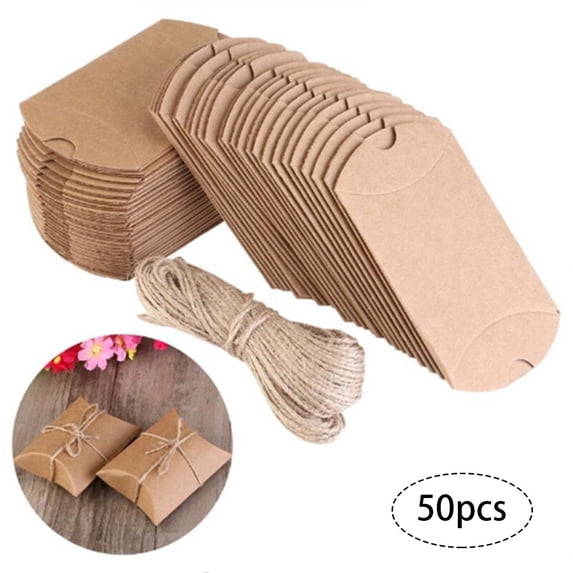 50PCS Brown Kraft Paper Box For Party Wedding Favor Candy Jewelry ...