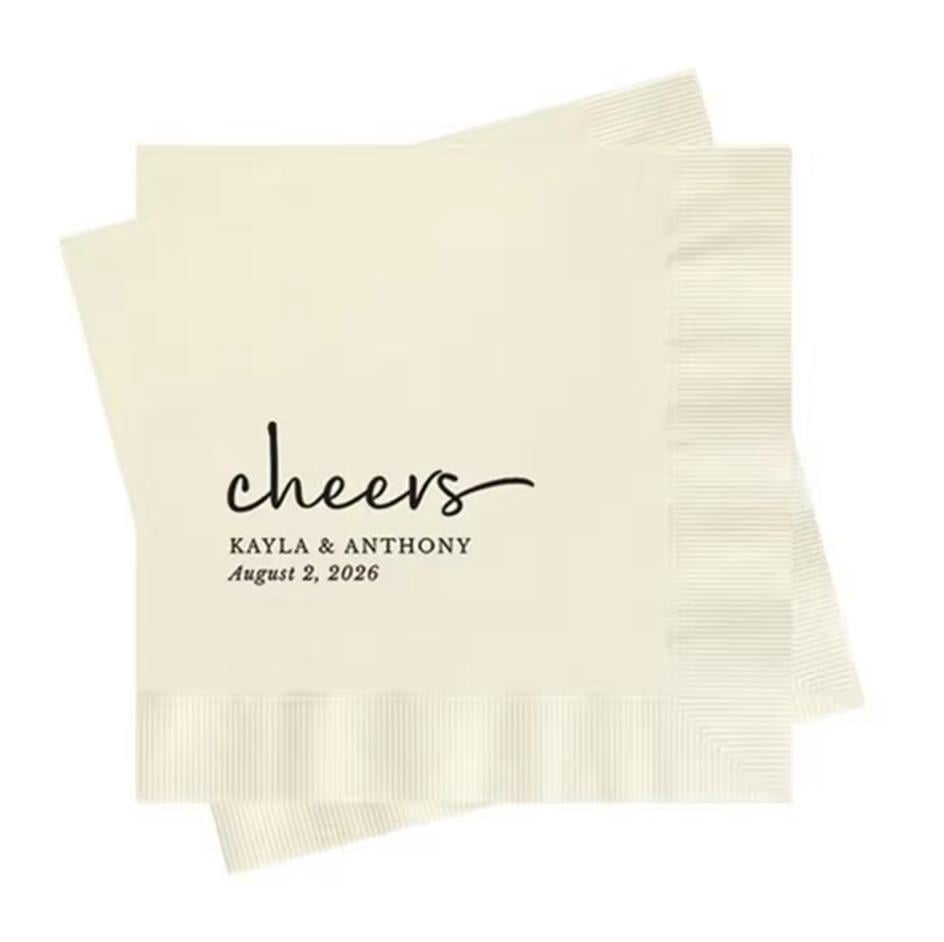 50PCS Cheers Cocktail Napkins for Wedding, Personalized with Names and ...