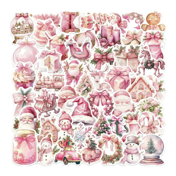 50PCS Christmas Stickers PVC Self-Adhesive Decals for Holiday ...