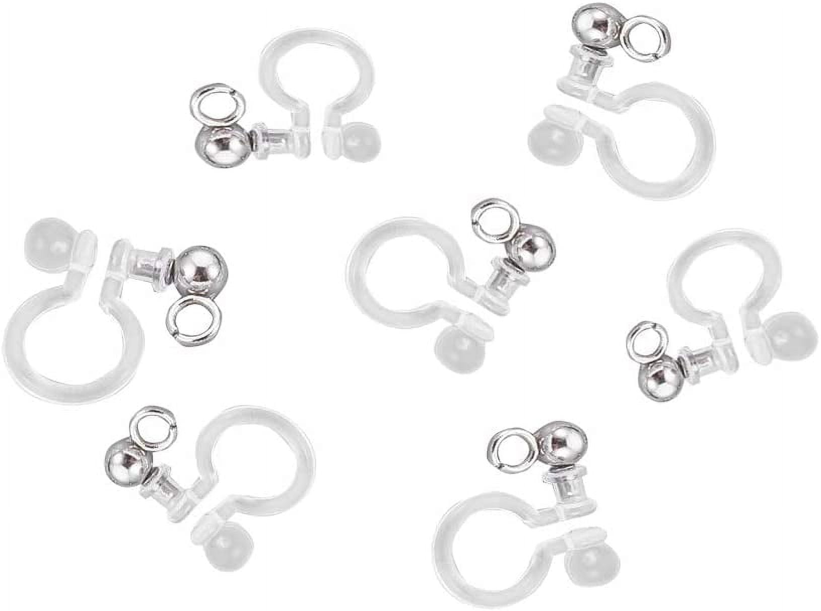 50PCS Clear U Type Stainless Steel and Plastic Clip-on Earring Findings ...